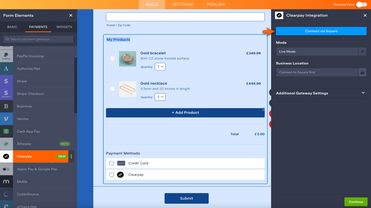 Announcing Jotform’s new Clearpay payment option through Square | The ...