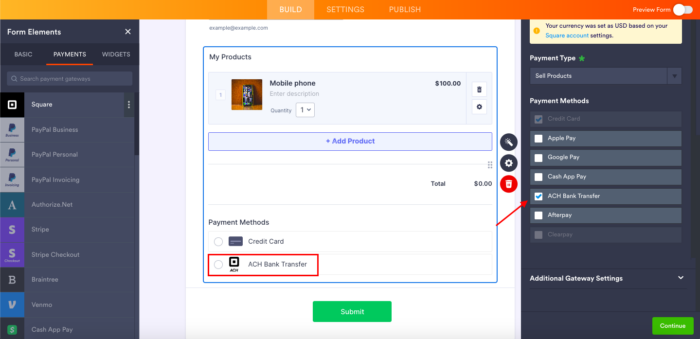 Collect ACH payments through Square | The Jotform Blog