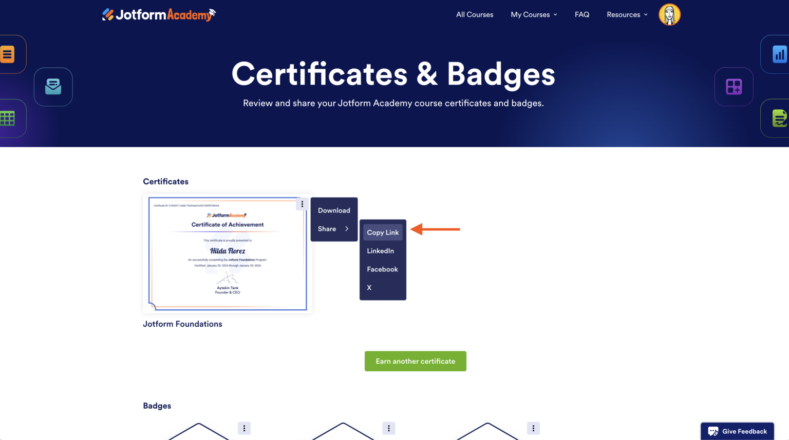 How to Access and Download your Jotform Academy Badges and Certifications