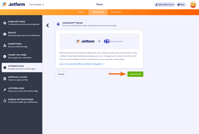 How to Integrate Microsoft Teams with Jotform