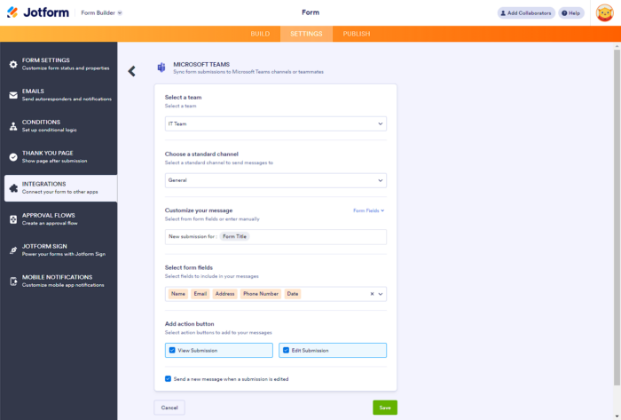How to Integrate Microsoft Teams with Jotform