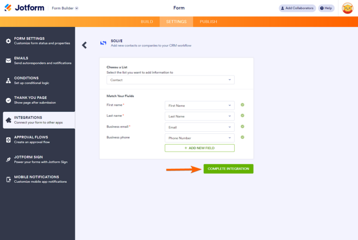 How to Integrate Your Form with Solve