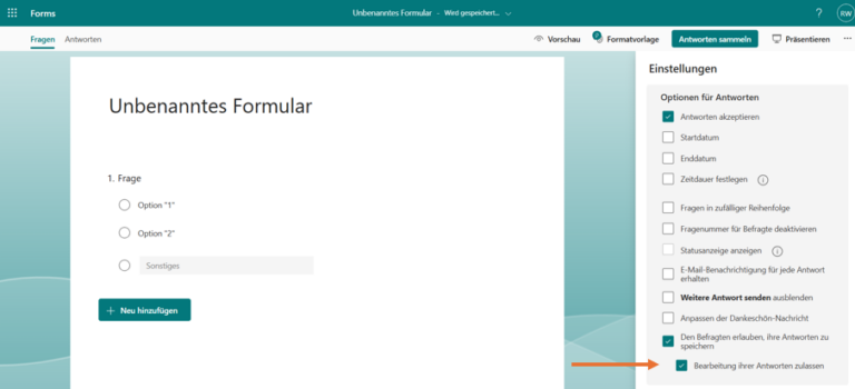 Wie Sie Fortschritte in Microsoft Forms speichern | The Jotform Blog