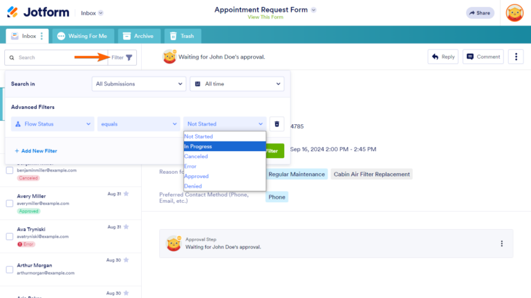 How to Track Approval Process in Jotform Inbox
