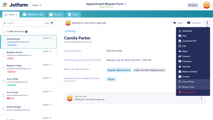 How to Track Approval Process in Jotform Inbox