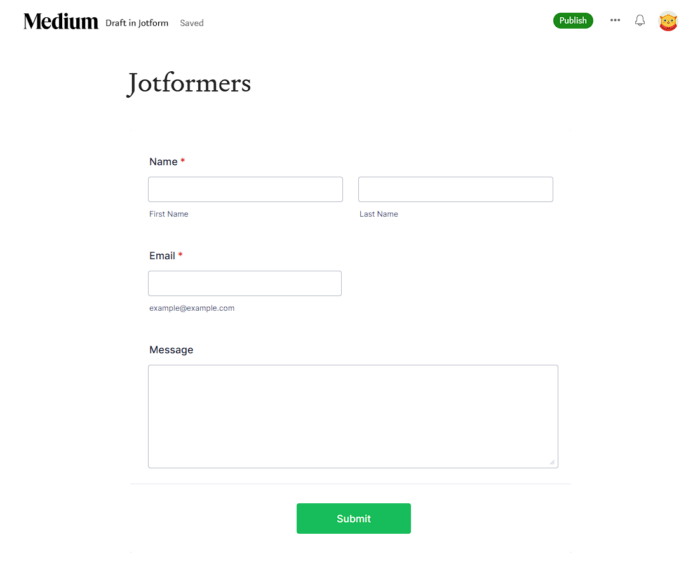 How to Embed a Form to a Medium Article