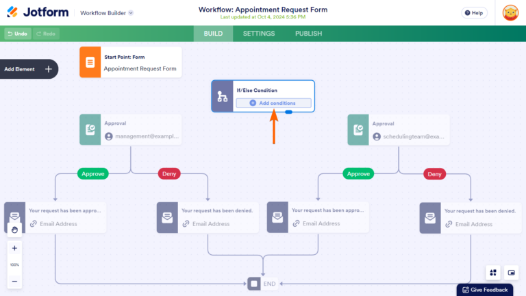 How to Set up an If-Else Condition Element with Jotform Workflows