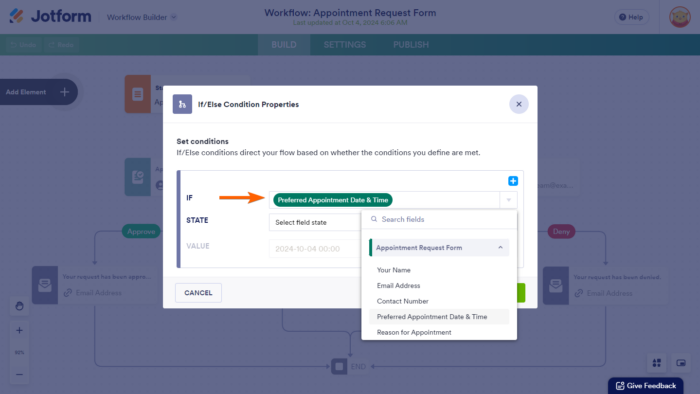 How to Set up an If-Else Condition Element with Jotform Workflows