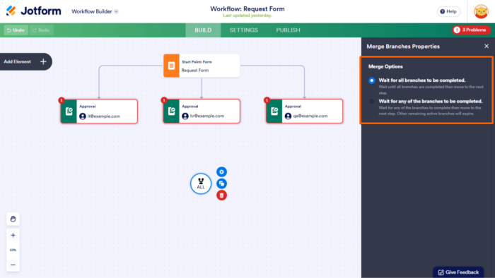 How to Merge Branches in Jotform Workflows