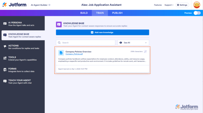 How to Train an AI Agent with a PDF