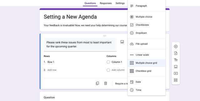 How to add ranked choices in questions in Google Forms | The Jotform Blog
