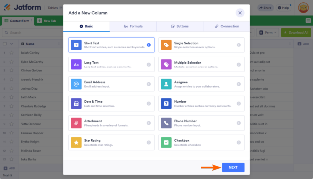 How to Setup Basic Element Columns in Jotform Tables