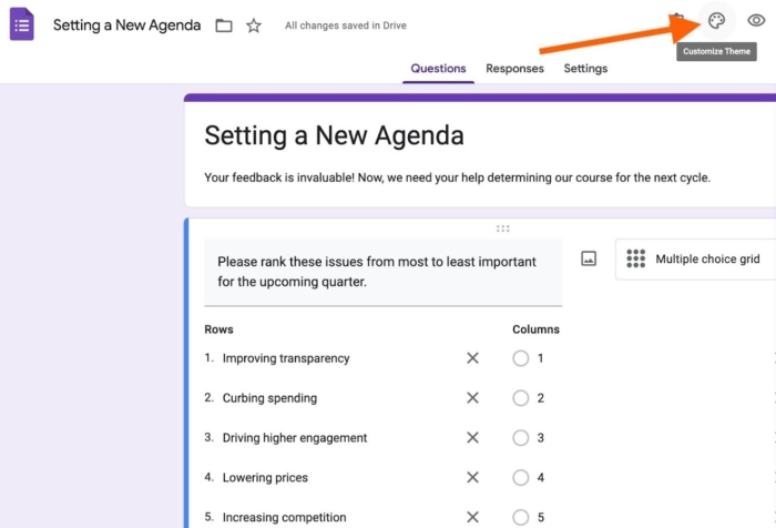 How to add ranked choices in questions in Google Forms | The Jotform Blog