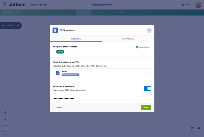 How to Set Up the PDF Element in Jotform Workflows