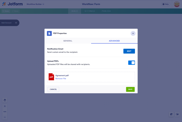 How to Set Up the PDF Element in Jotform Workflows