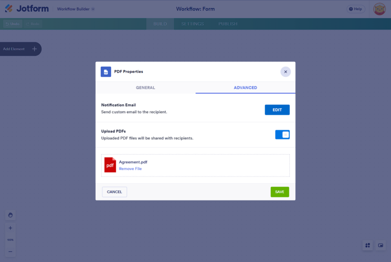 How to Set Up the PDF Element in Jotform Workflows