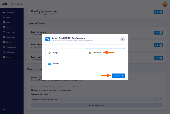 How to Add a Server Wide Custom Sender Email Using Microsoft SMTP
