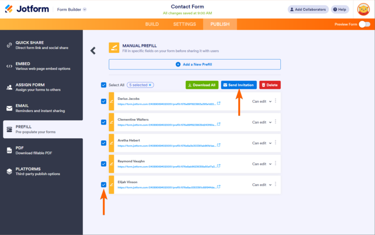 How to Share your Prefilled Form with Others