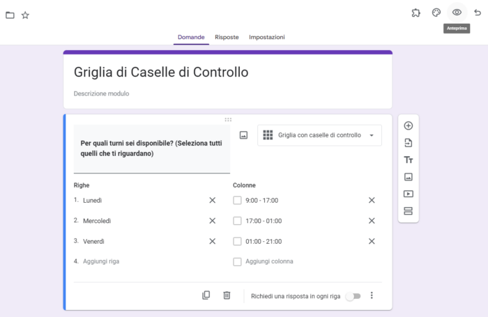 Come creare una griglia con caselle di controllo in Moduli Google | The Jotform Blog