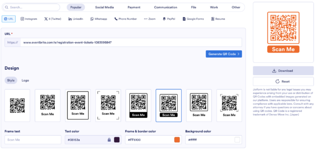 How to create a QR code for an Eventbrite event | The Jotform Blog