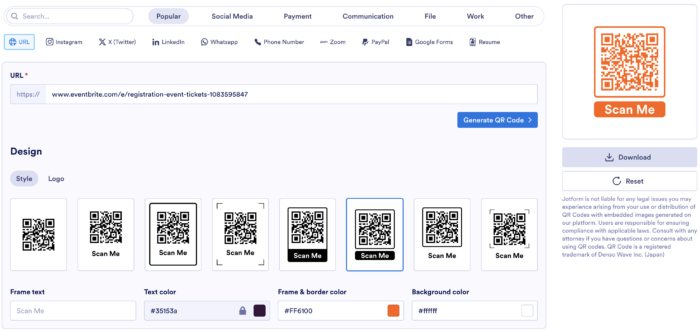 How to create a QR code for an Eventbrite event | The Jotform Blog