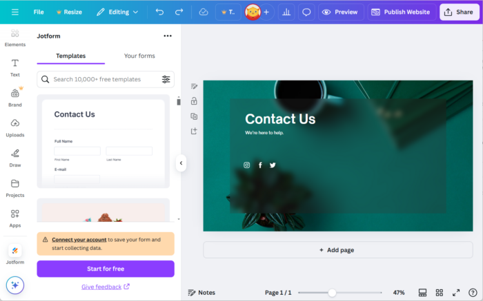 How to Add and Embed a Form to Canva