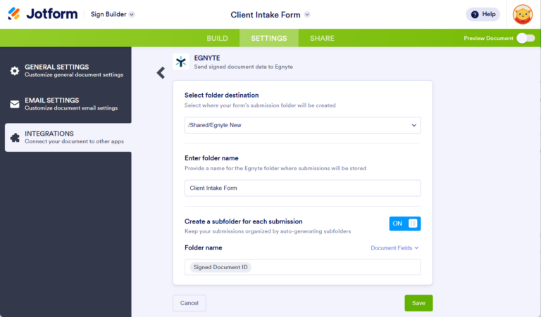 How to Integrate Egnyte With Jotform Sign