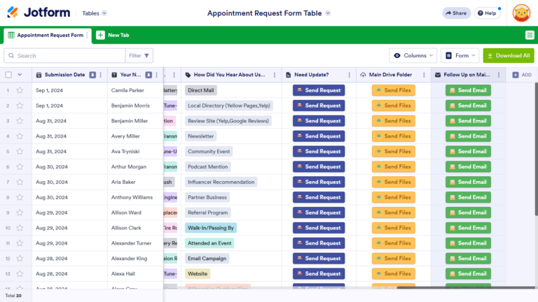 How to Customize Action Buttons in Jotform Tables