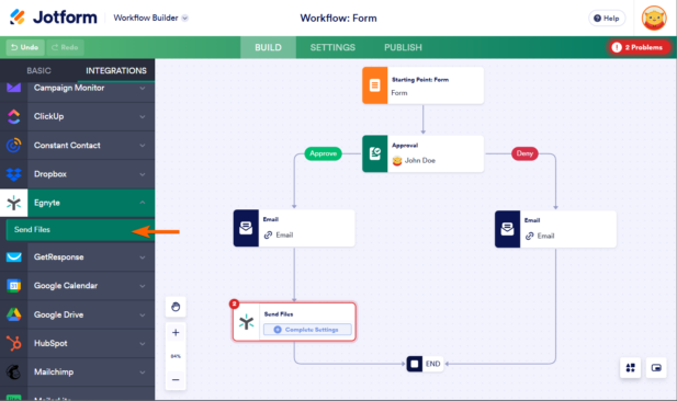 How to Add Egnyte Integration in Jotform Workflows