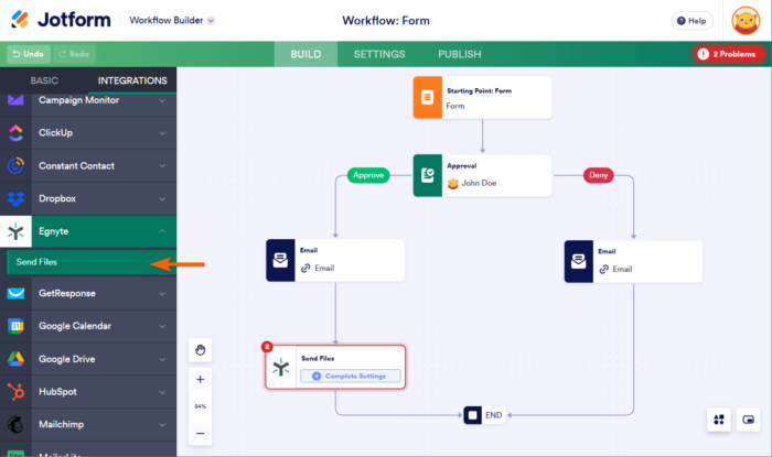 How to Add Egnyte Integration in Jotform Workflows