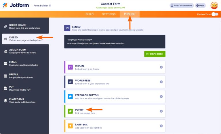 How to Create a Pop-up Form with Jotform