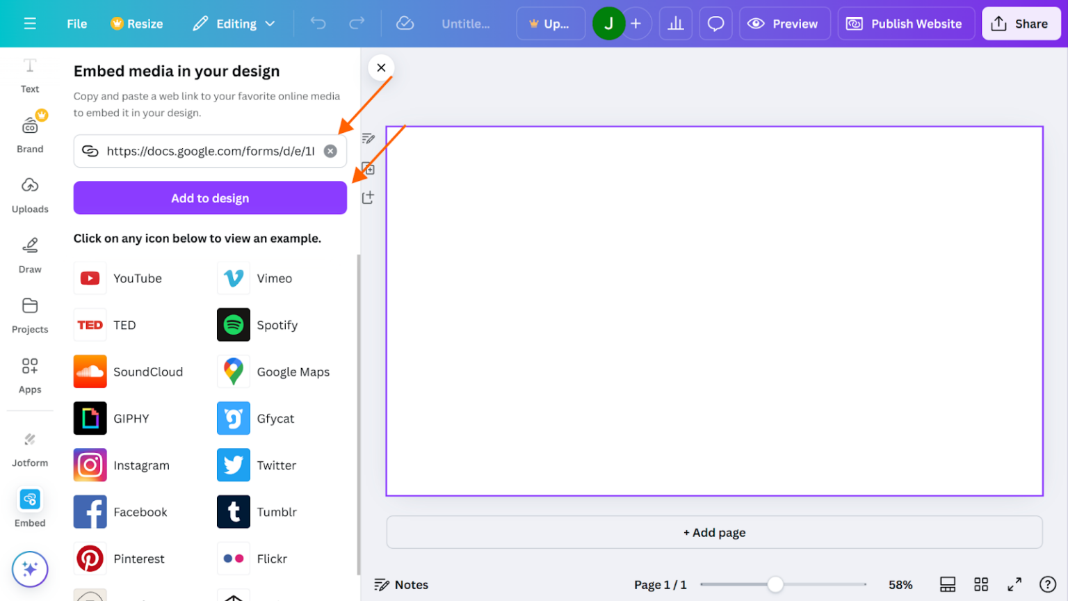 How to add a Google Form to a Canva website | The Jotform Blog
