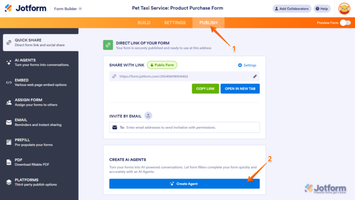 How to Create an AI Agent from an Existing Form