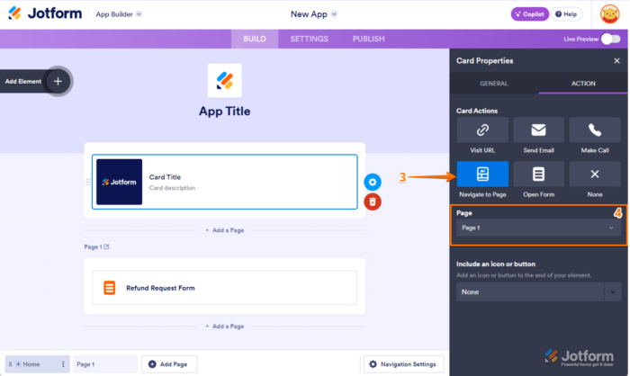 How to Use Actions in Jotform App Builder