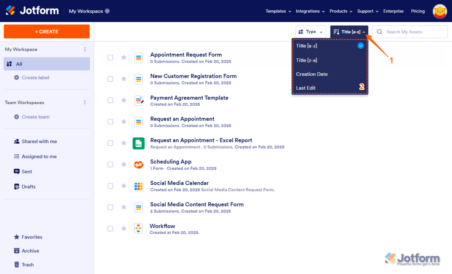 How to Filter and Sort Assets on Workspace
