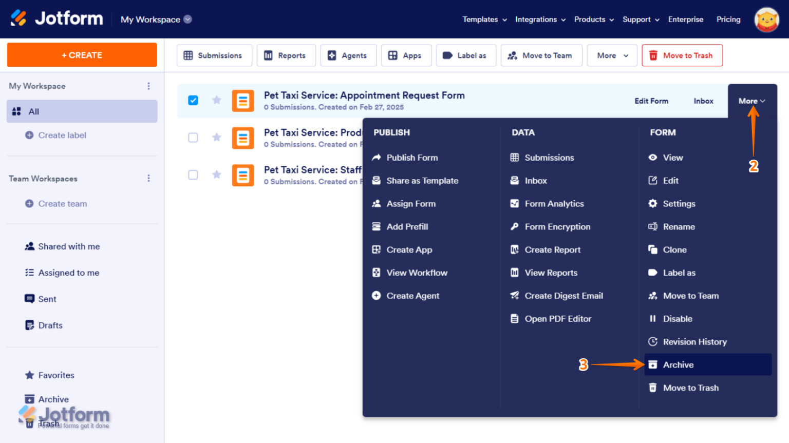 How to Archive a Form