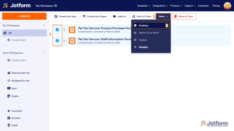 How to Archive a Form