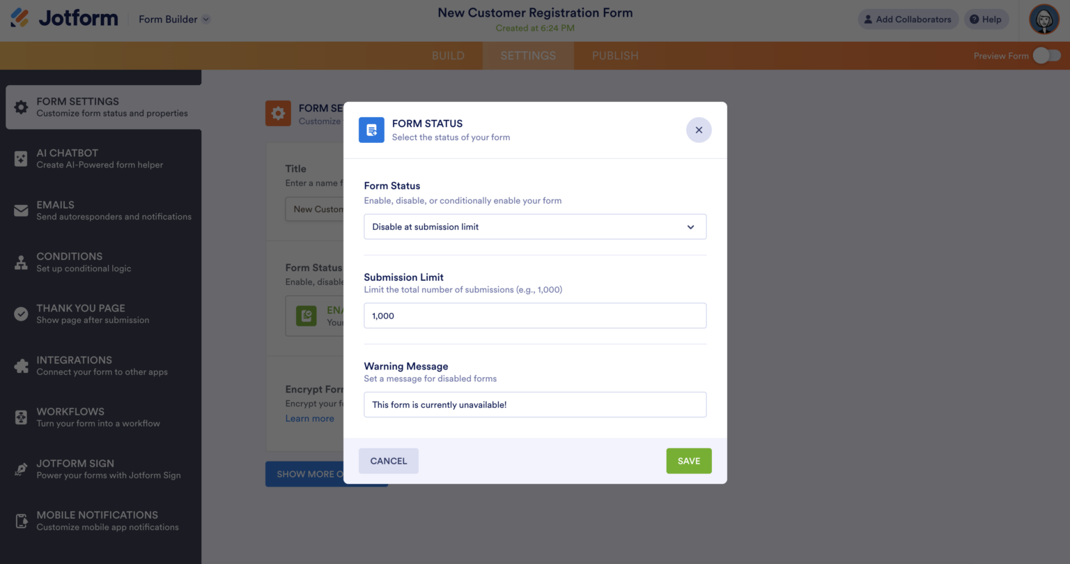 How to limit event registrations in Google Forms | The Jotform Blog