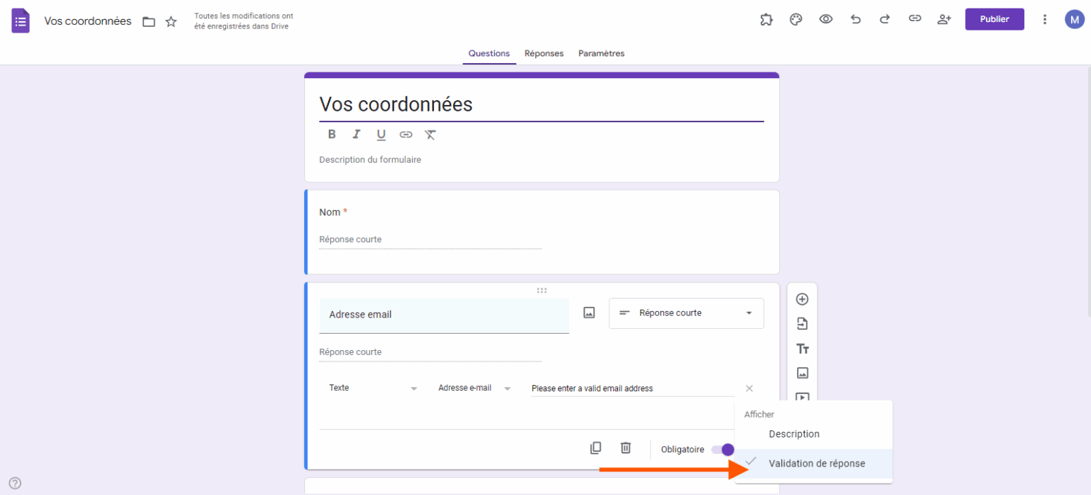 Comment utiliser la validation des réponses dans Google Forms | The ...