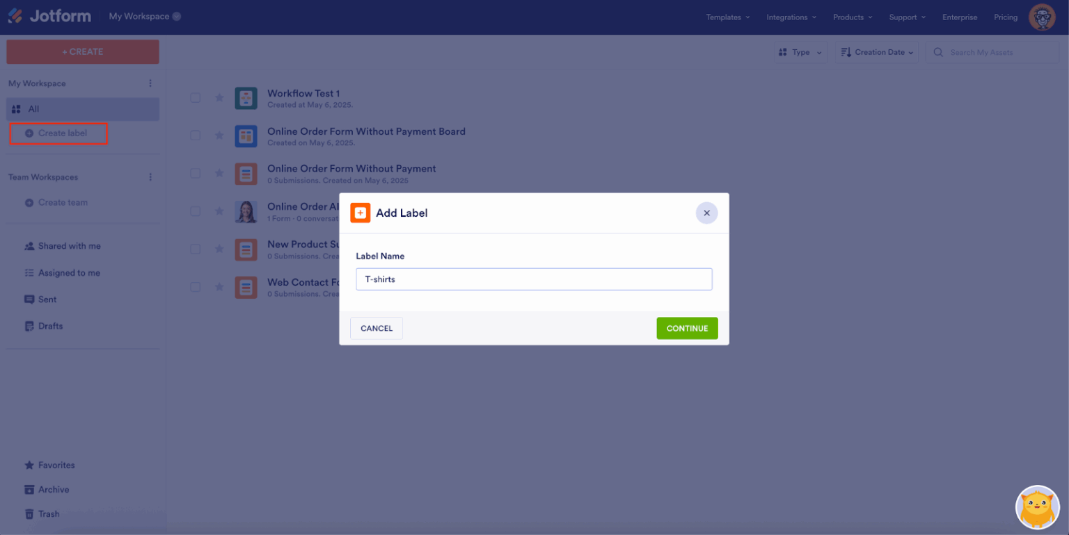 Keep track of your Jotform assets with workspace labels | The Jotform Blog