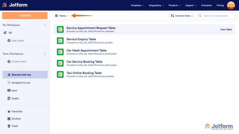 How to View Forms and Other Shared Assets in Your Workspace