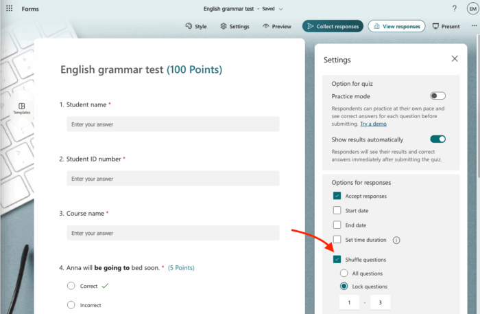 How to shuffle questions in a Microsoft Forms quiz | The Jotform Blog