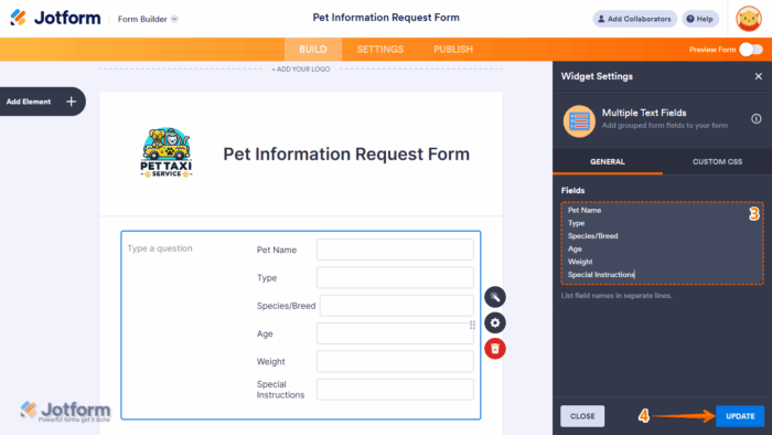 How To Add And Set Up The Multiple Text Fields Widget