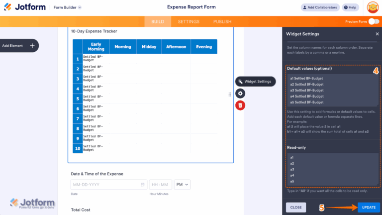How to Add and Set Up the Spreadsheet Widget on Your Form