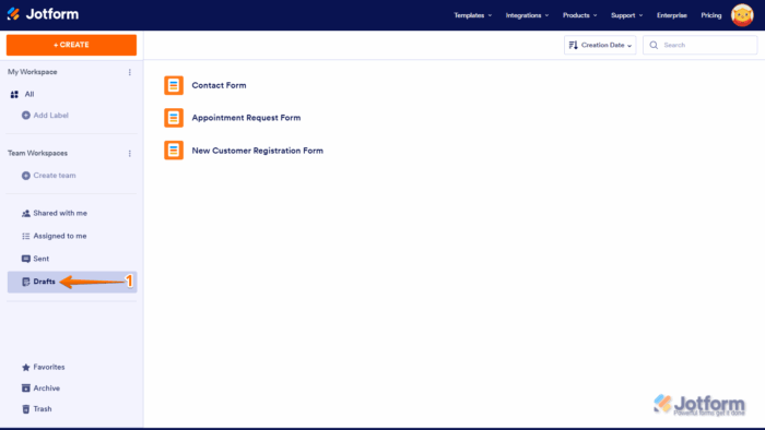 How to View and Continue Saved Form Drafts in Your Workspace