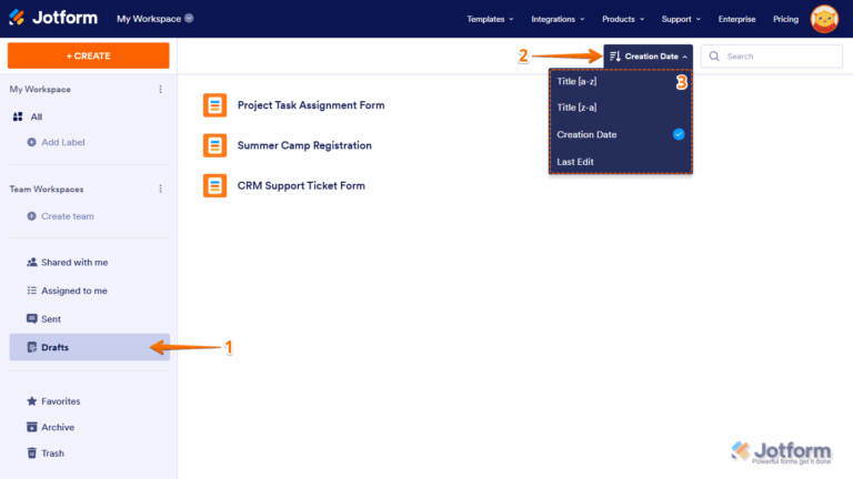 How to View and Continue Saved Form Drafts in Your Workspace