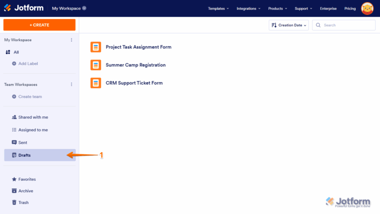 How to View and Continue Saved Form Drafts in Your Workspace