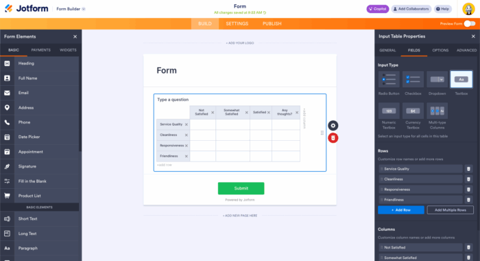 How to create a fillable table in Microsoft Forms | The Jotform Blog