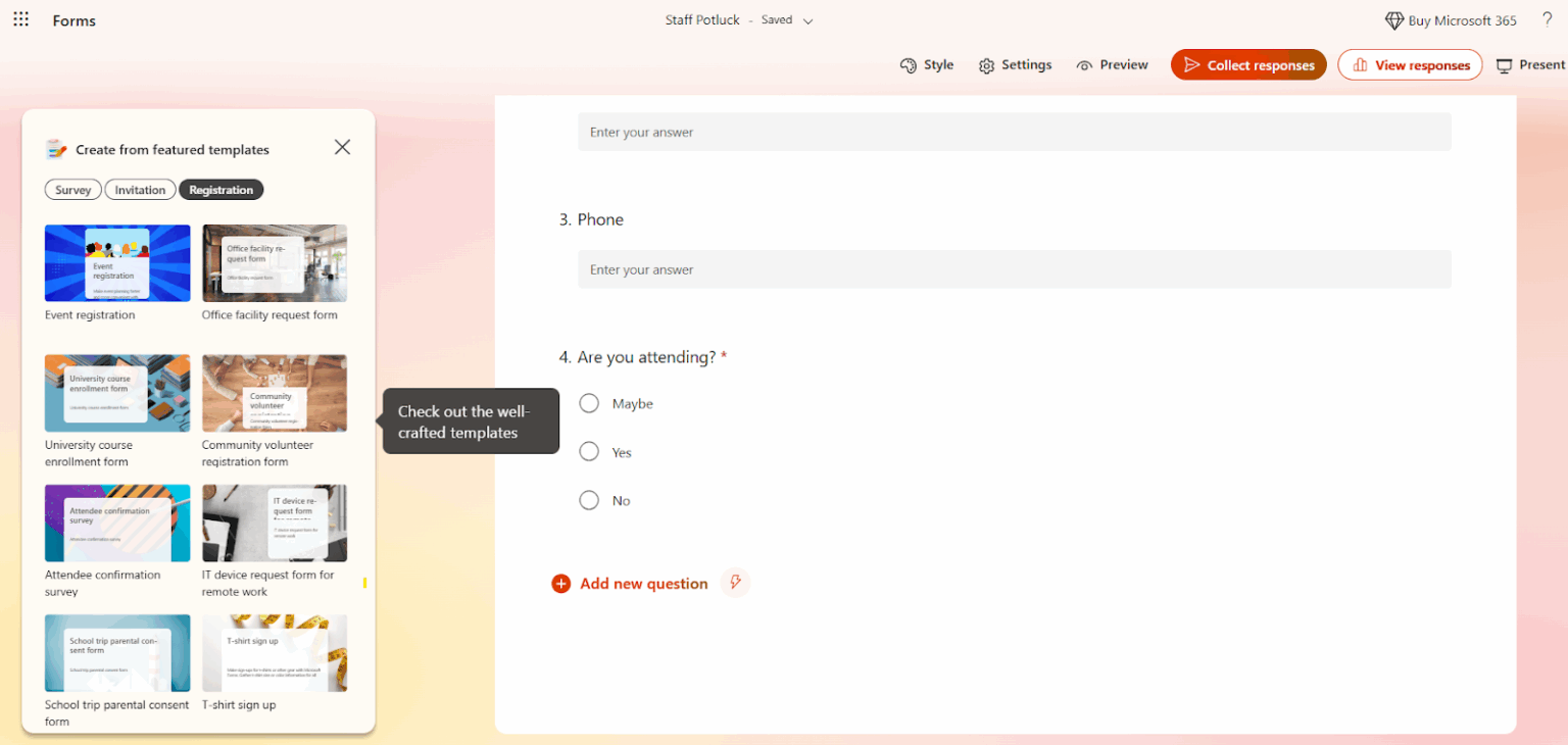 How to use Microsoft Forms for event registration | The Jotform Blog