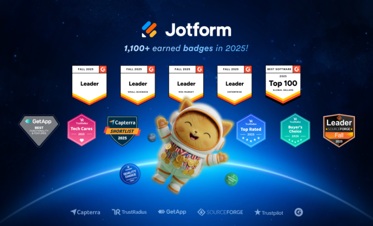 Jotform earns 1,100+ user review badges in 2025 | The Jotform Blog